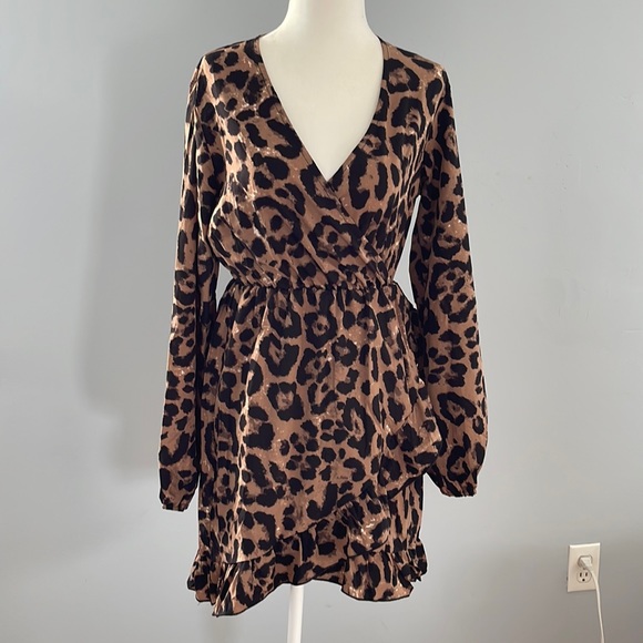 SHEIN | Dresses | Shein Leopard Print Wrap Dress | Poshmark